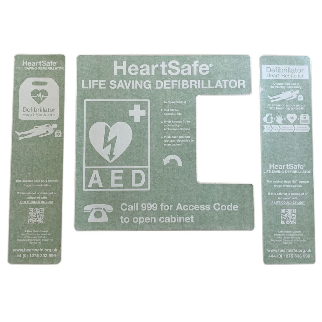 External Cabinet Defibrillator Box Labels | HeartSafe